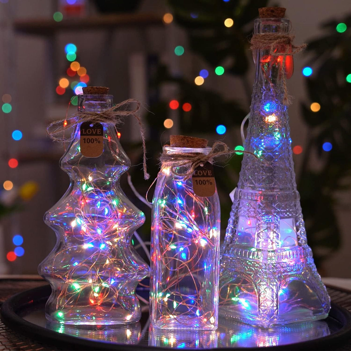 Homemory 4 Pack 20 Ft 60 LED Multicolor Fairy Lights Battery Operated ...